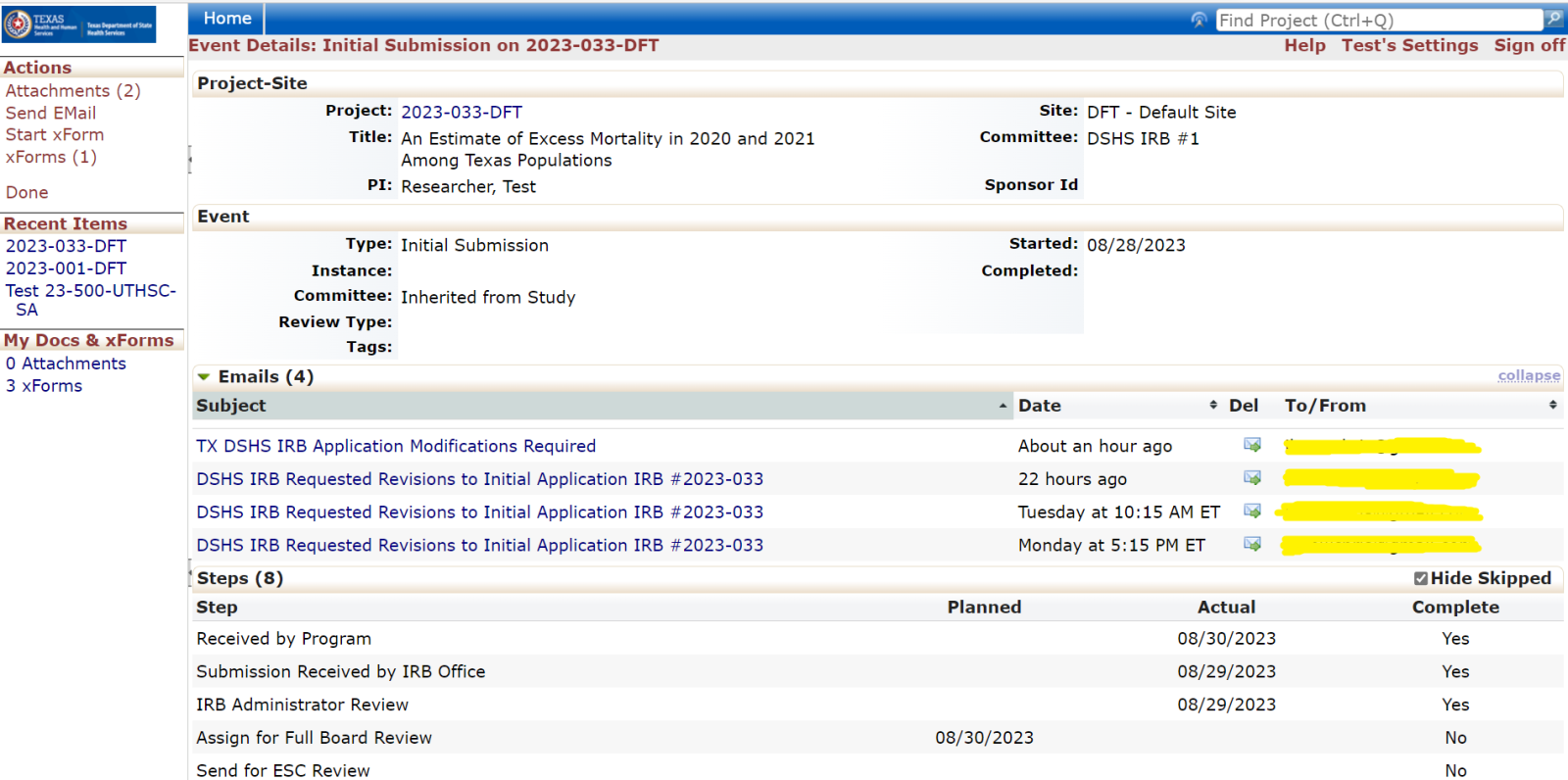 Using the DSHS IRB OneAegis System | Texas DSHS